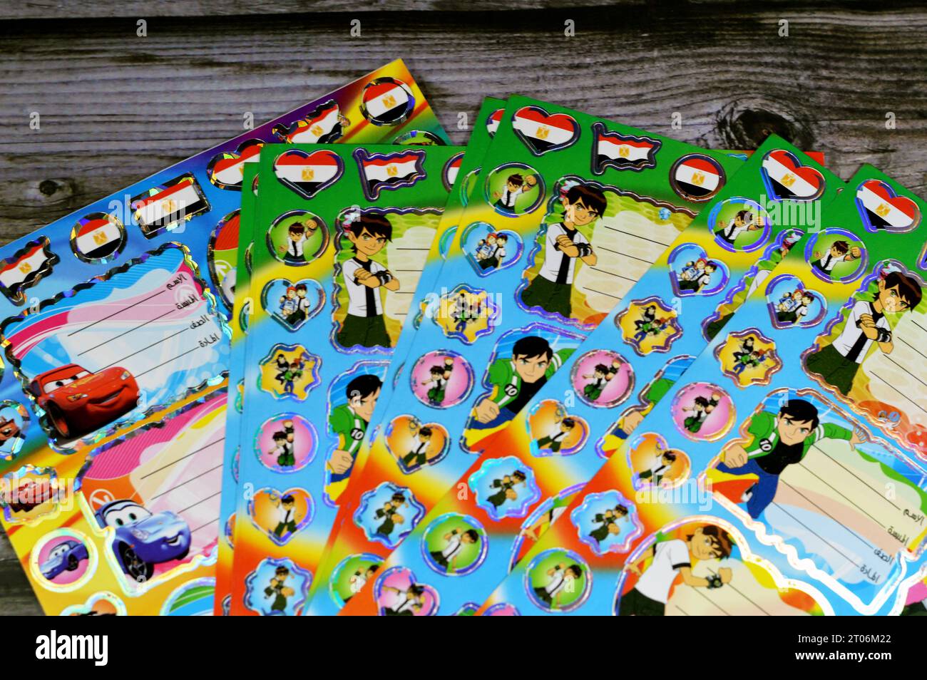 Cairo, Egypt, September 27 2023: Adhesive notebook stickers for kids ...