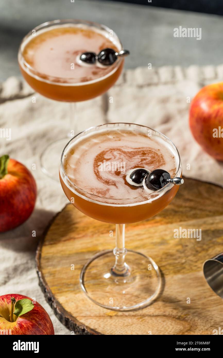 Cold Refreshing Apple Cider Manhattan Cocktail with Bourbon and ...