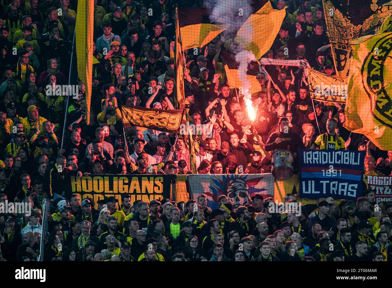 DORTMUND - Fans of Borussia Dortmund during the UEFA Champions League ...