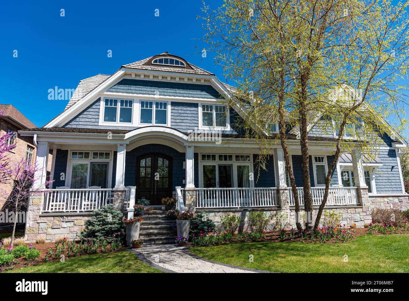 modern suburb house. residential building house outdoor. suburban ...