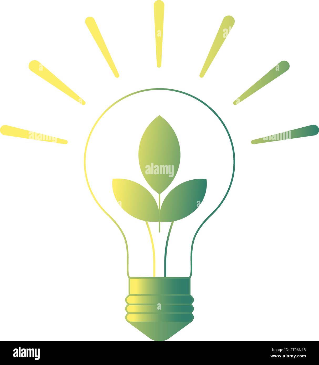 Sustainable ecological energy icon. Shining electric ecology light bulb with leaves inside. Line ...