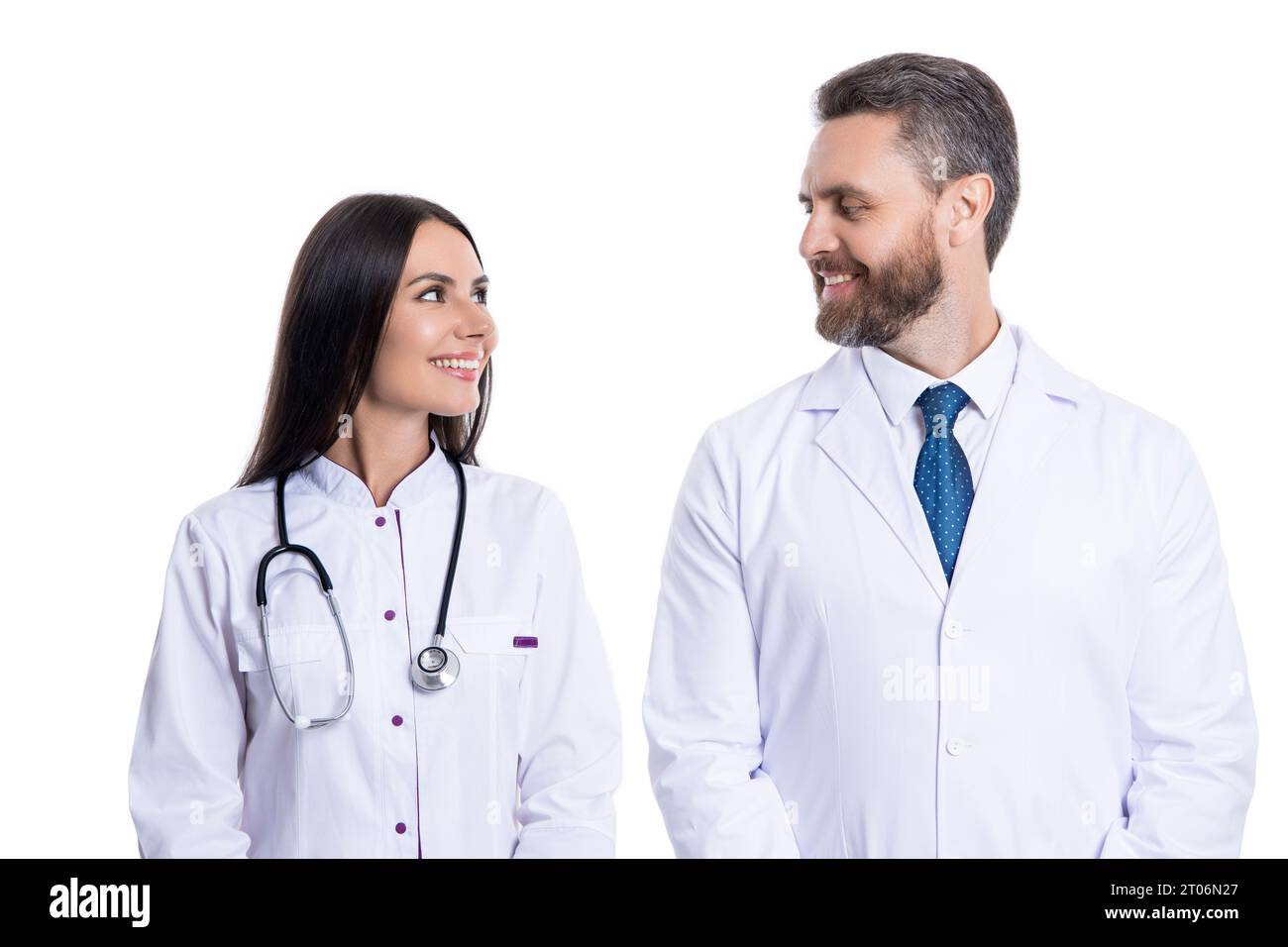 Confident practitioner doctor standing in medical office. general ...