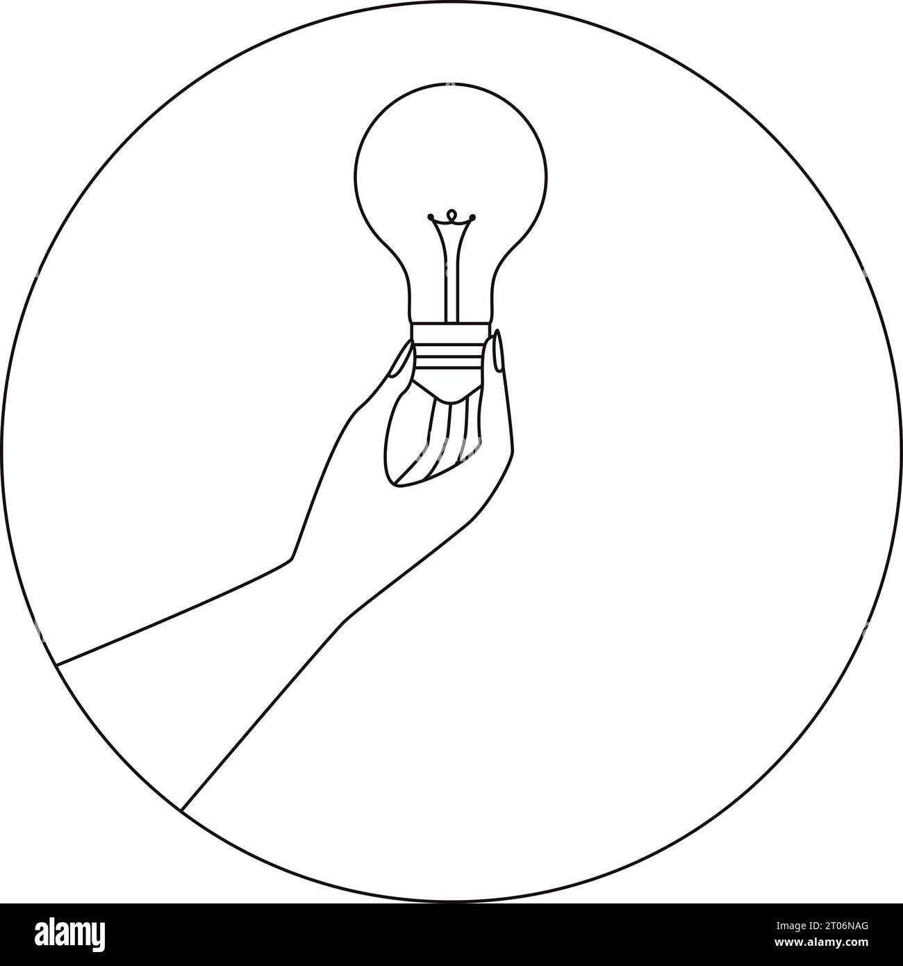 The human hand holds light bulb Line icon Symbol of teamwork ...