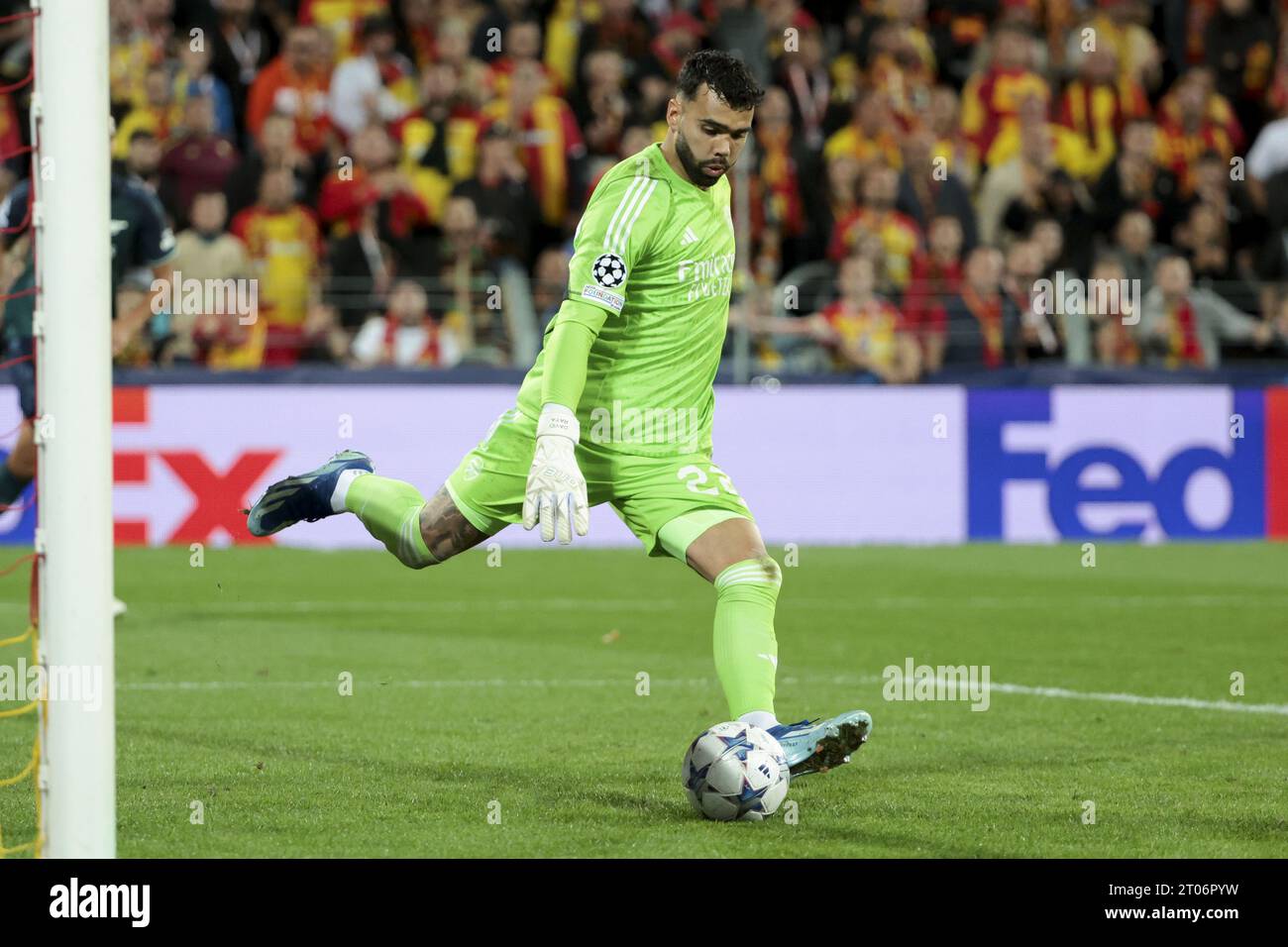 Goalkeeper of Arsenal David Raya during the UEFA Champions League ...