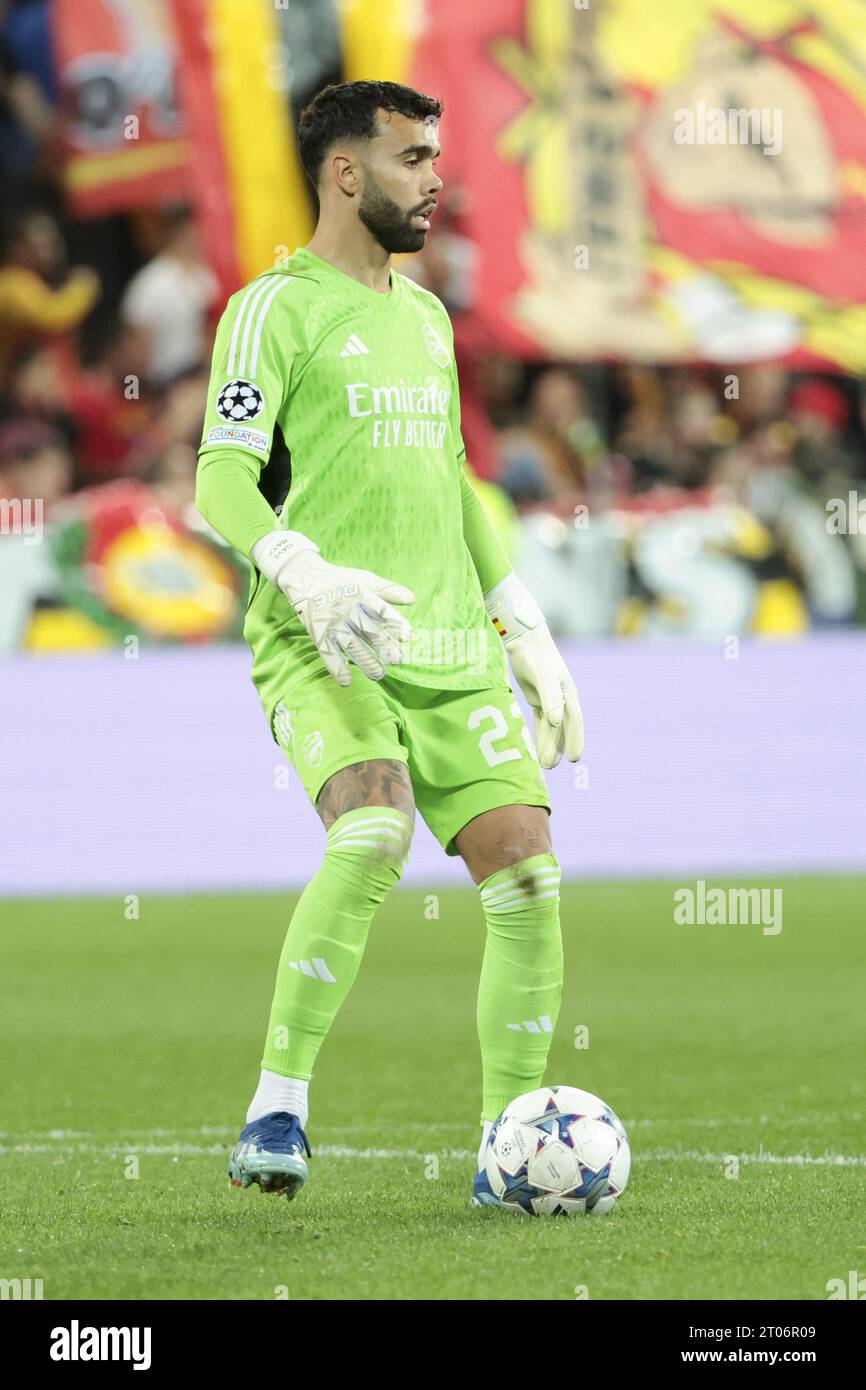 Goalkeeper of Arsenal David Raya during the UEFA Champions League ...
