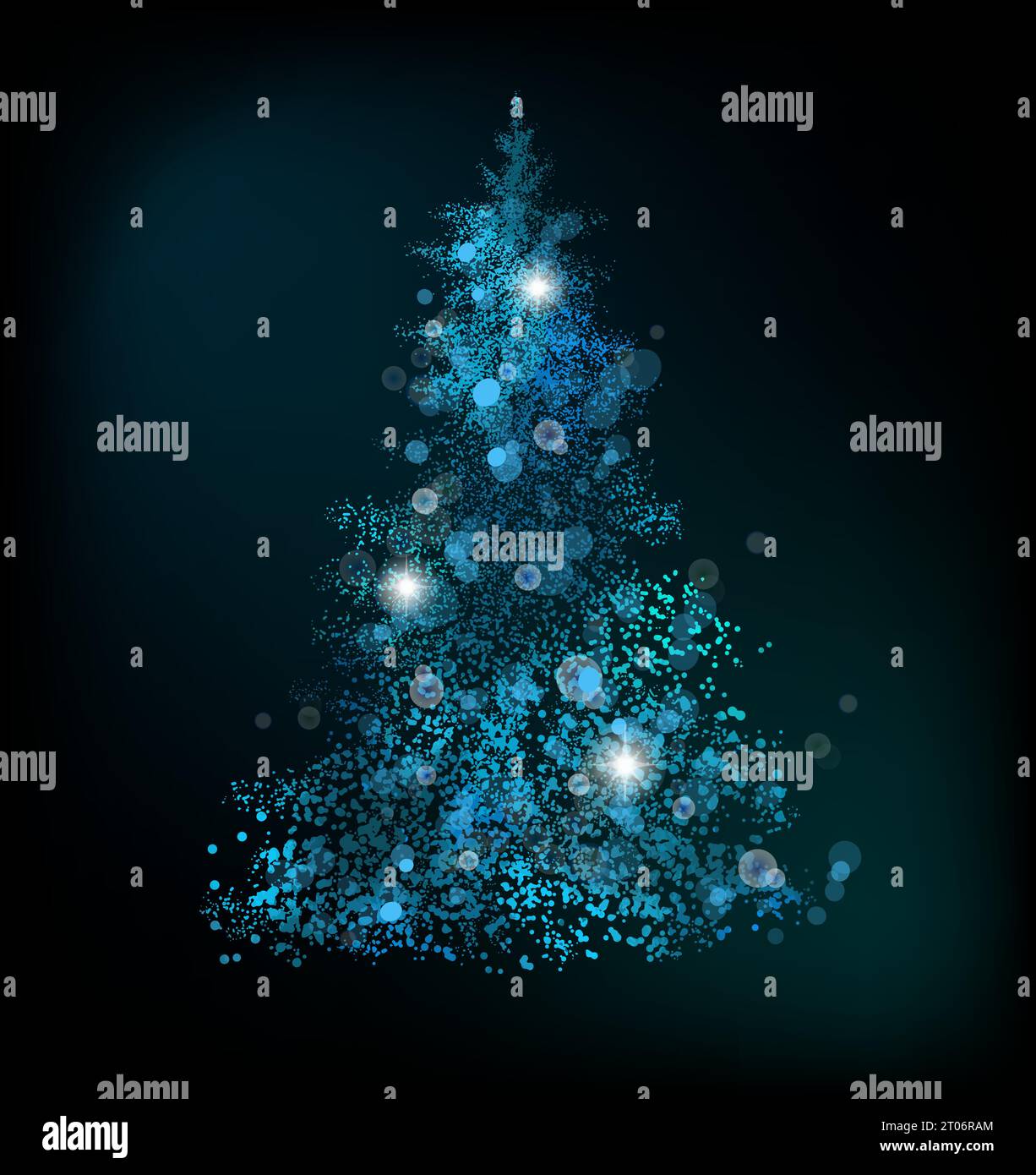 Christmas card with Magic Tree blue color. hand drawing. Not AI ...