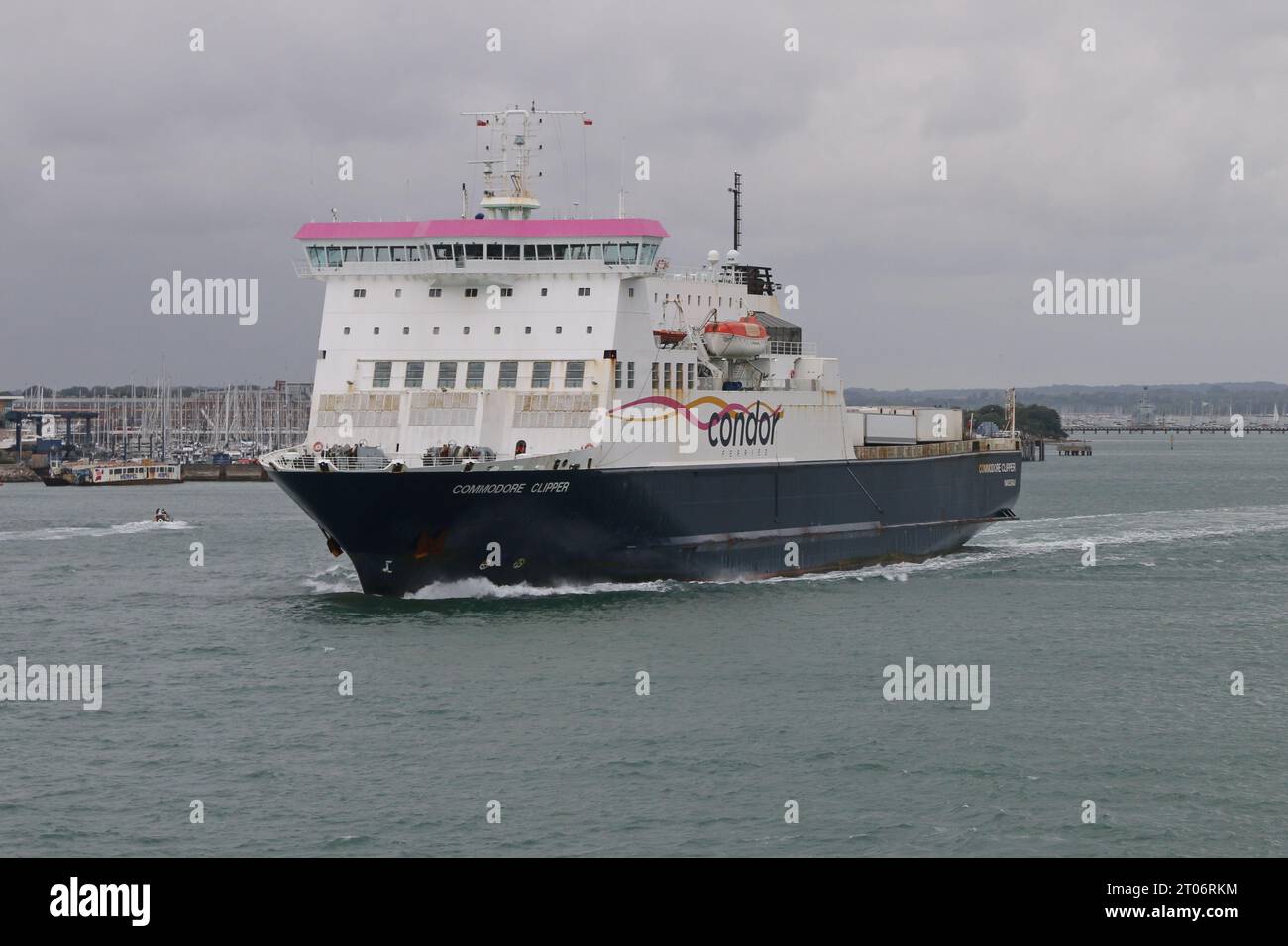 The Condor Ferries operated roll-on, roll-off freight ferry MV COMMODORE CLIPPER makes its way ...