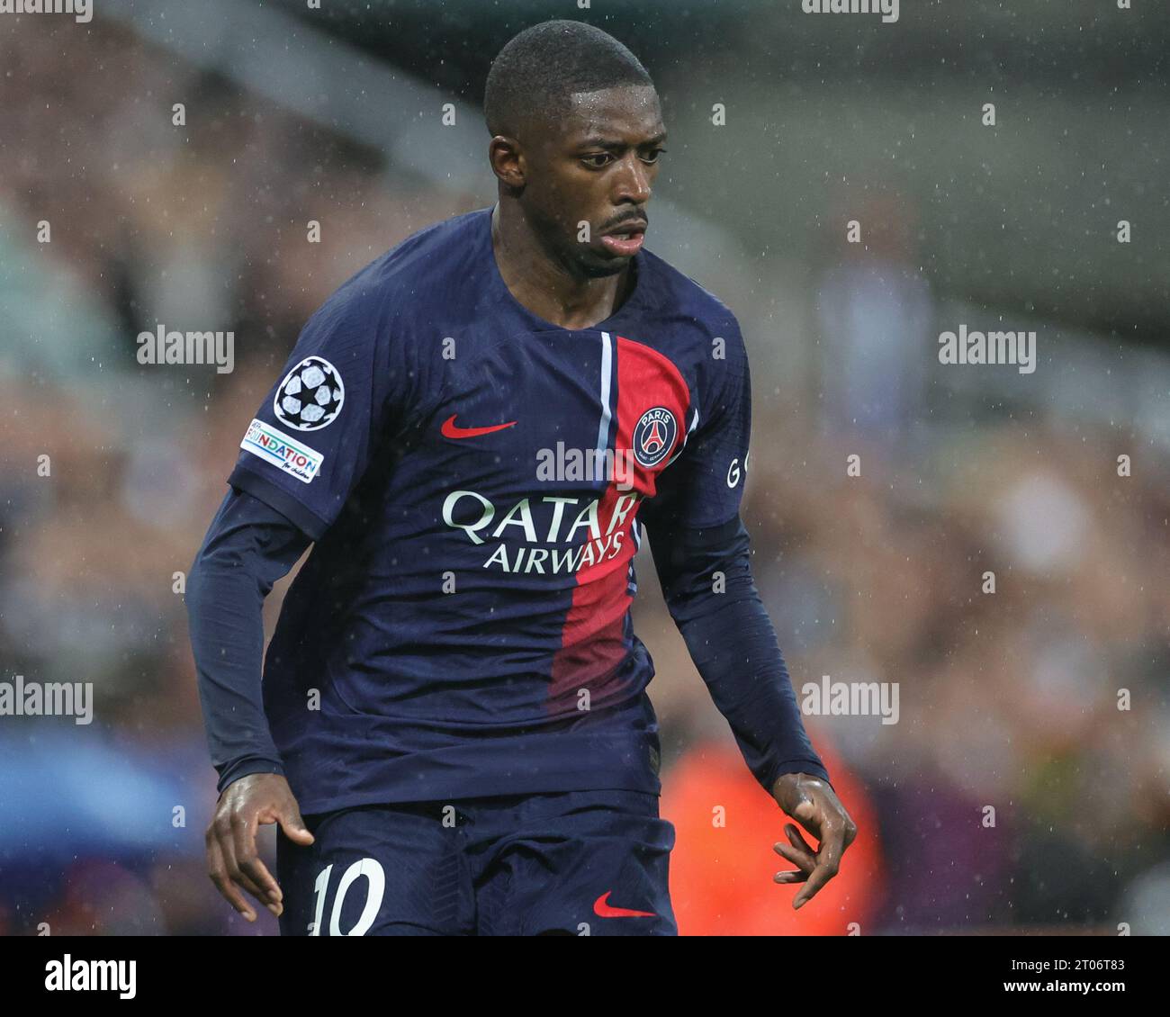 Ousmane Dembélé #10 of Paris Saint-Germain in action during the UEFA ...