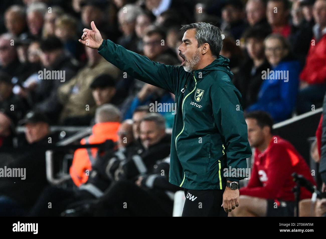 David Wagner Manager of Norwich City gives his team instructions during ...