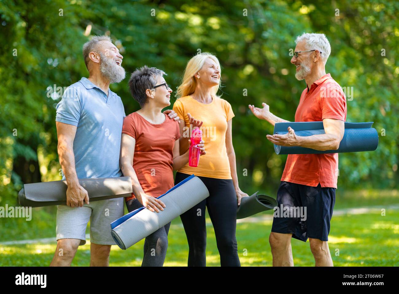 Group Of Active Senior People Having Fun While Training Together ...