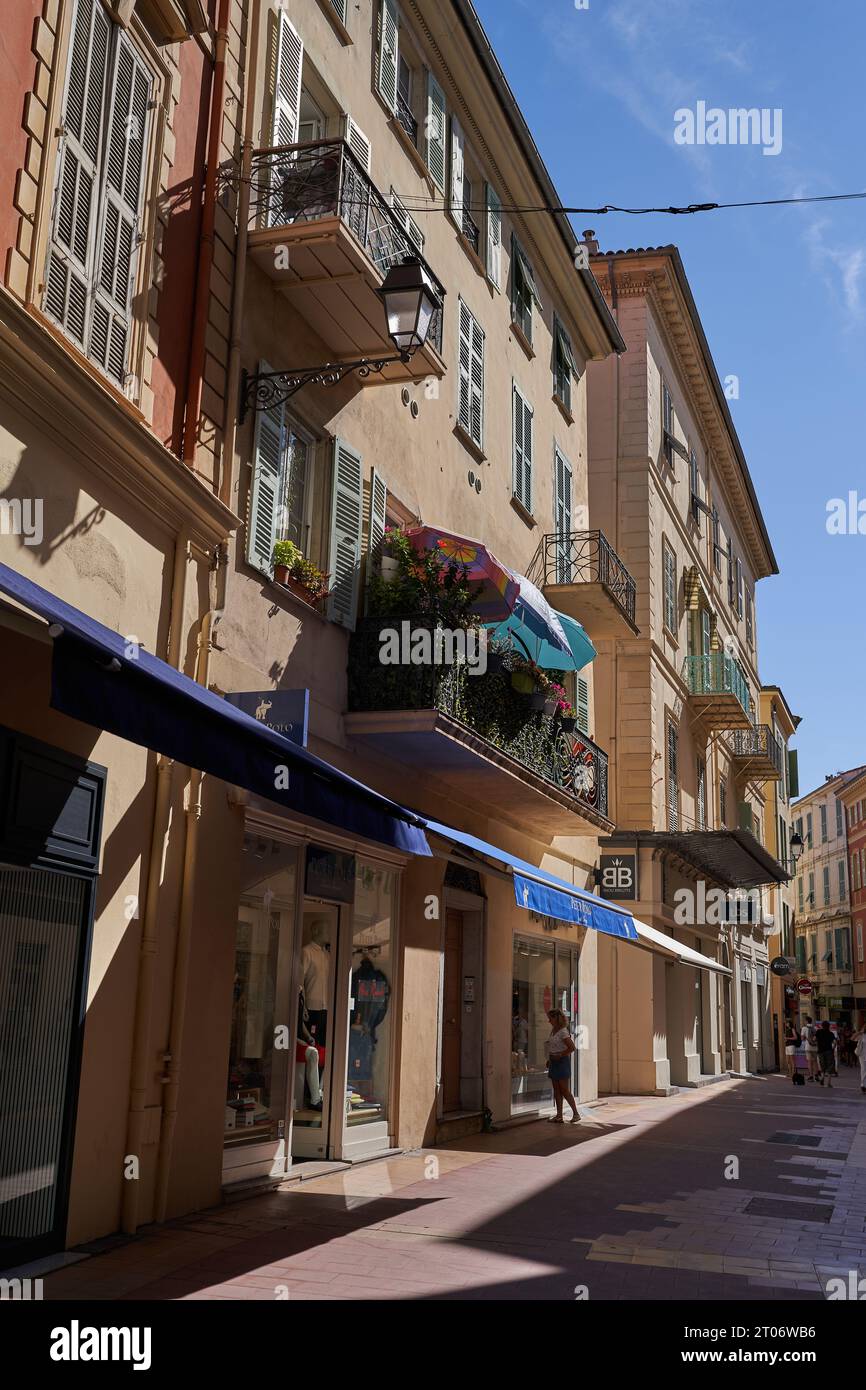 Menton, France – August 8, 2023 - Street view in Menton old town, is a ...