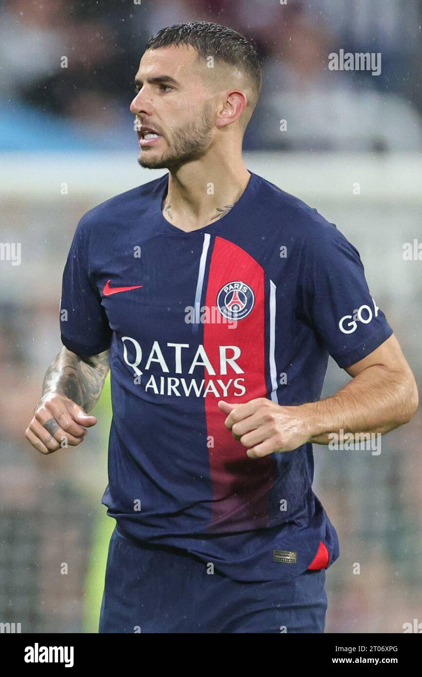Lucas Hernández #21 of Paris Saint-Germain during the UEFA Champions League match Newcastle ...