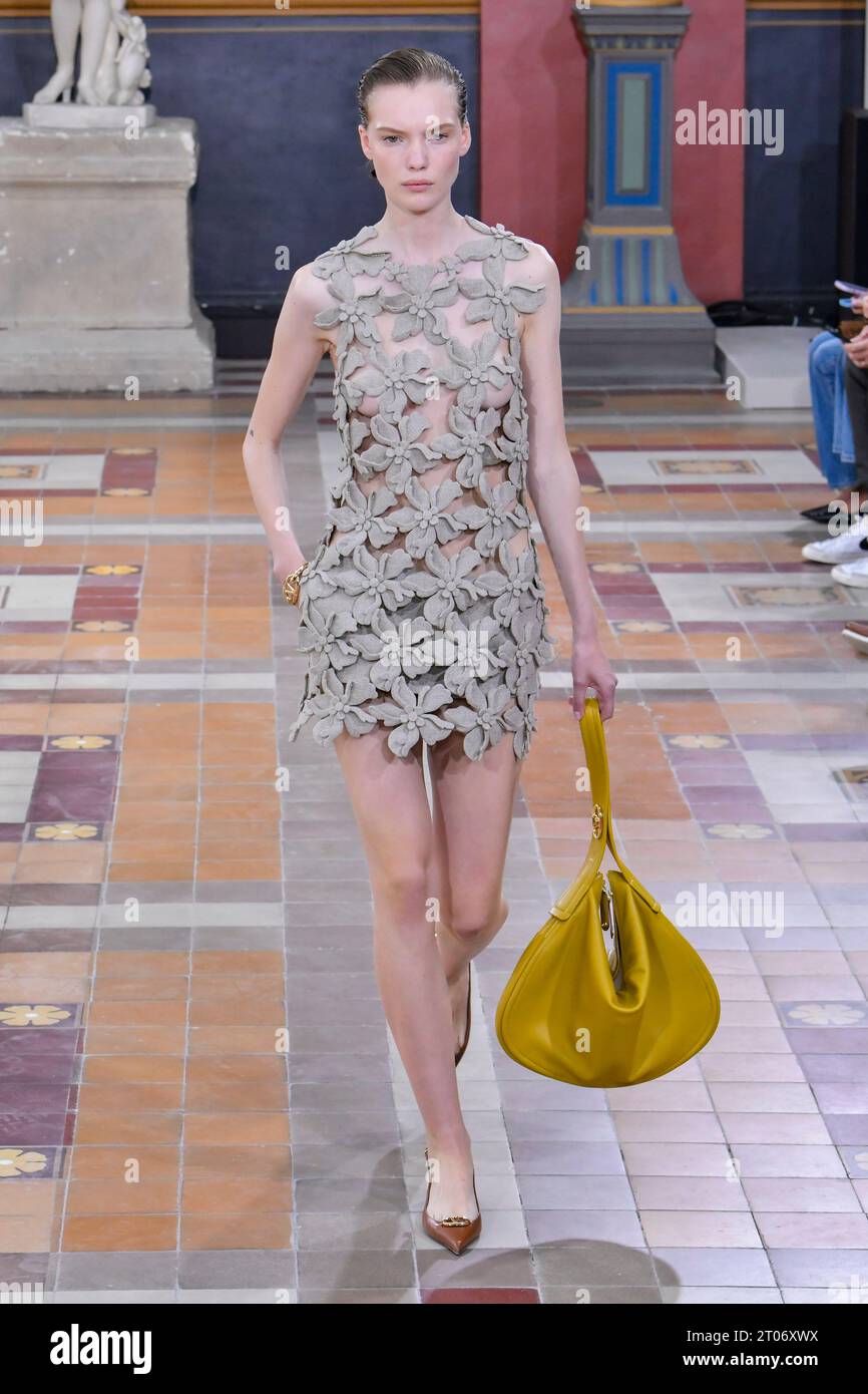 Model Penelope Ternes walks on the runway at the Valentino fashion show ...