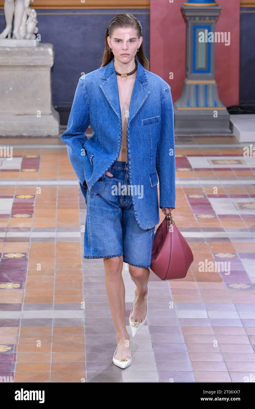Model Eliise Jaasma walks on the runway at the Valentino fashion show ...