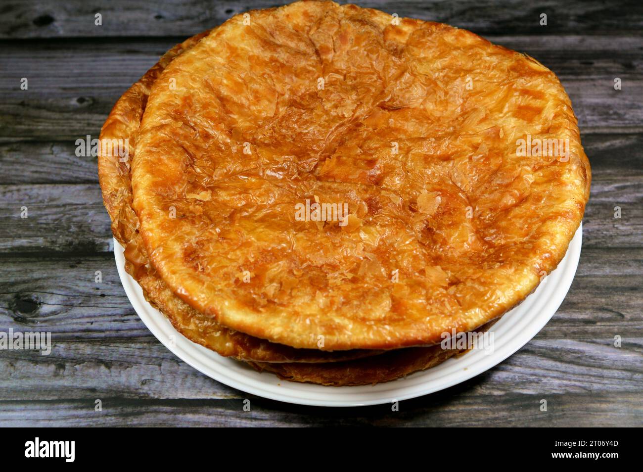 Egyptian Feteer meshaltet, layers upon layers of pastry dough with ...