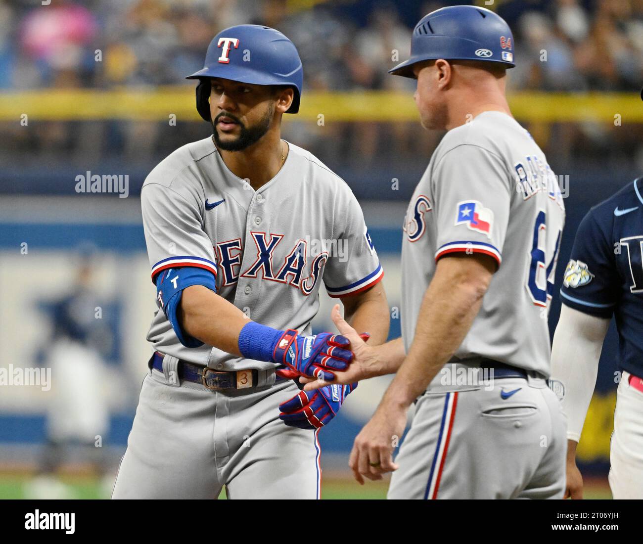 St Petersburg, United States. 04th Oct, 2023. Texas Rangers Leody ...