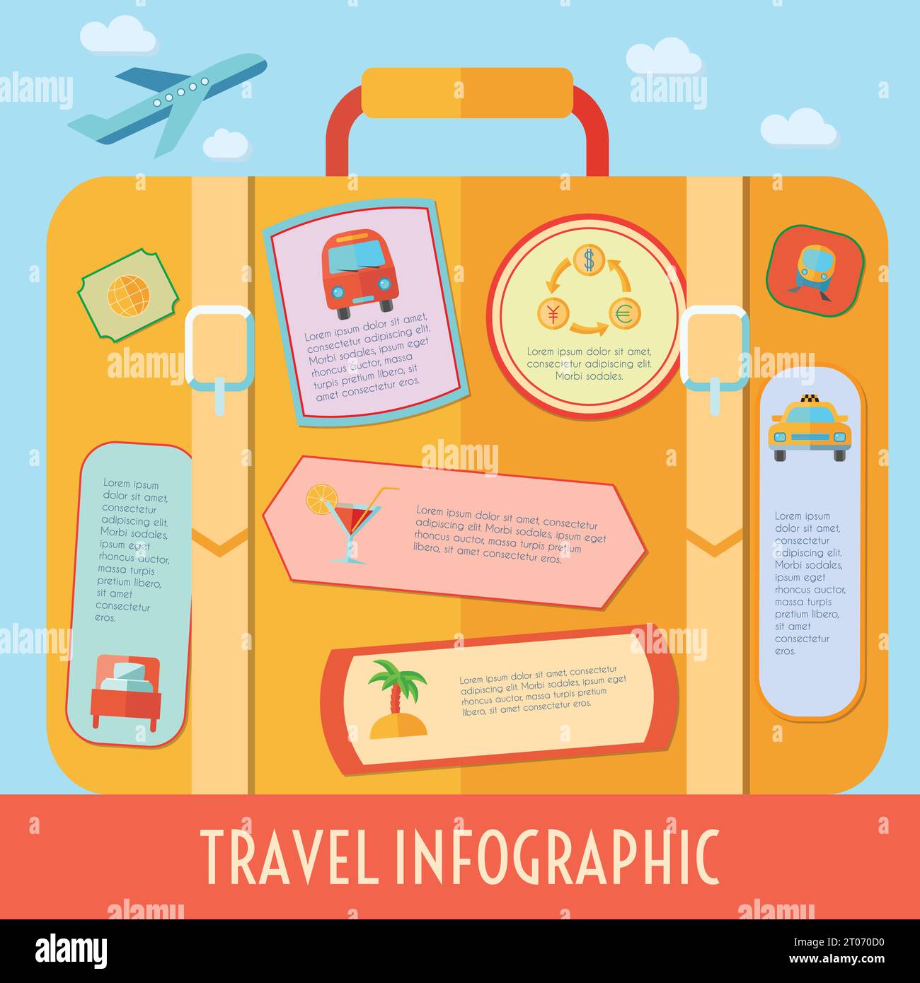 World travel infographics set with tourism and vacation symbols vector ...