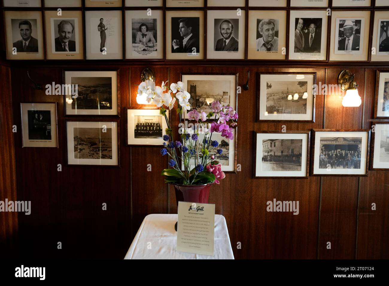 Flowers for the late U.S. Sen. Dianne Feinstein are seen below her ...