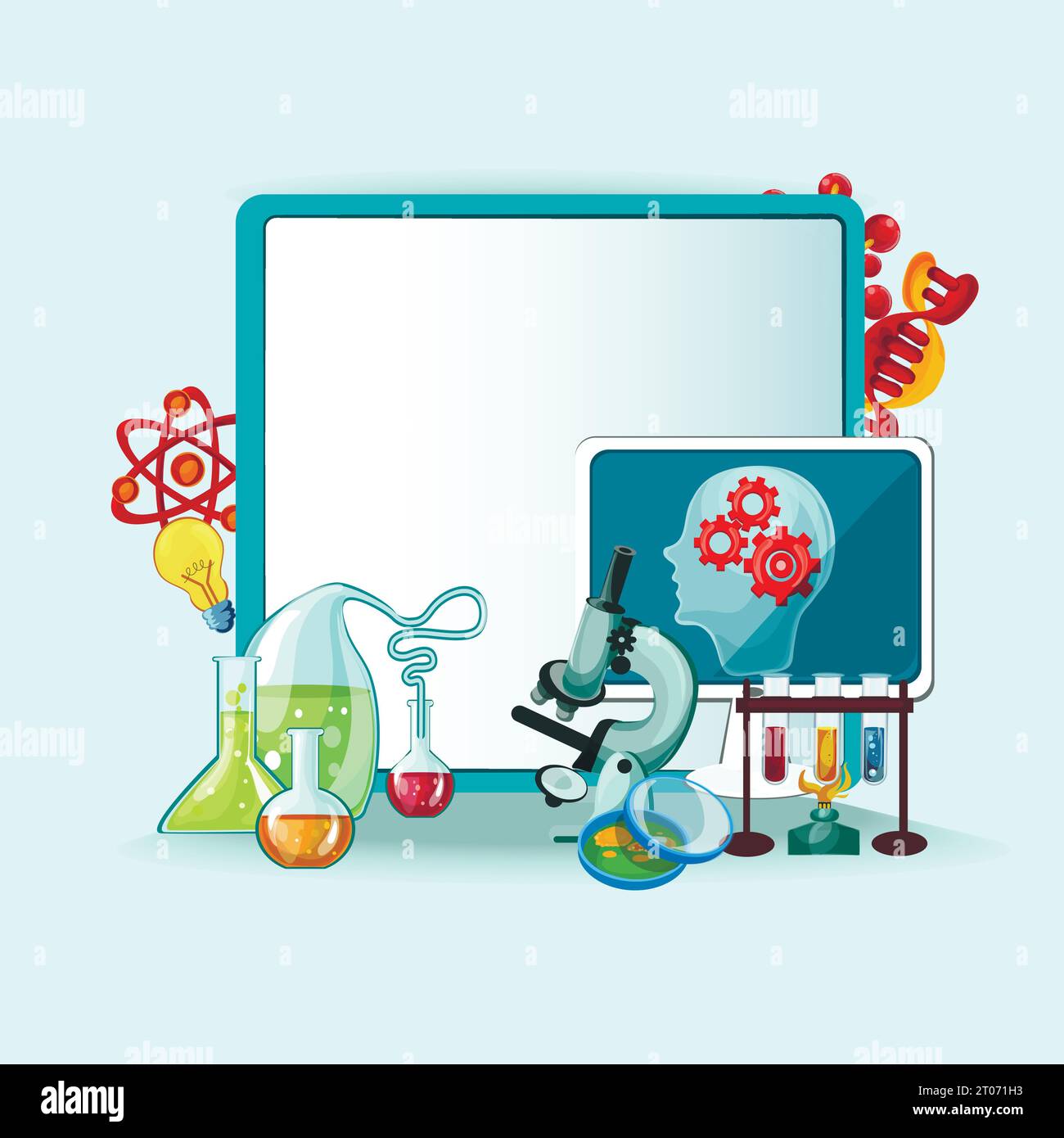 Science research and experiment concept with white board and laboratory ...