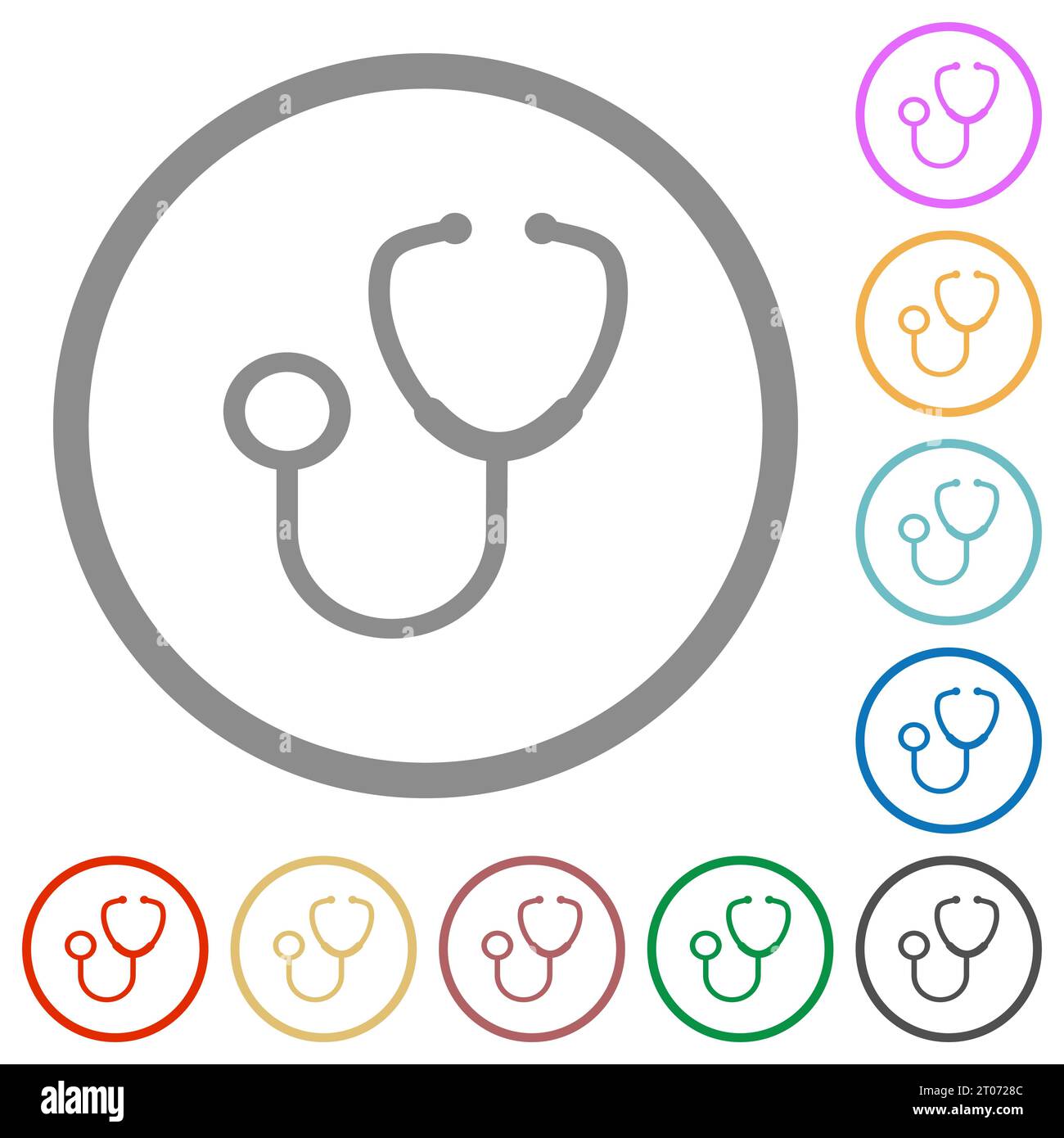 Stethoscope flat color icons in round outlines on white background ...