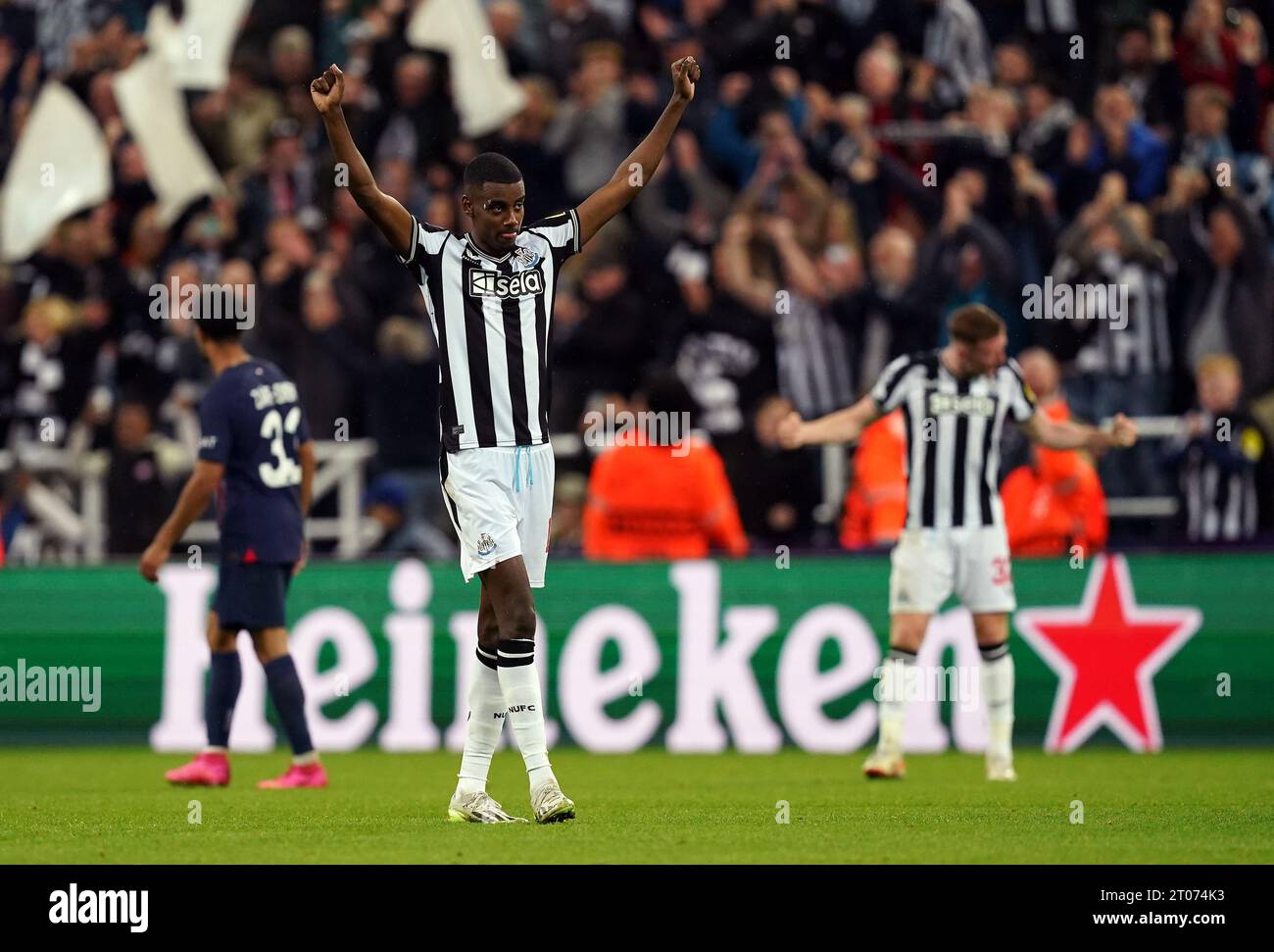 Newcastle United's Alexander Isak celebrates after the final whistle of ...