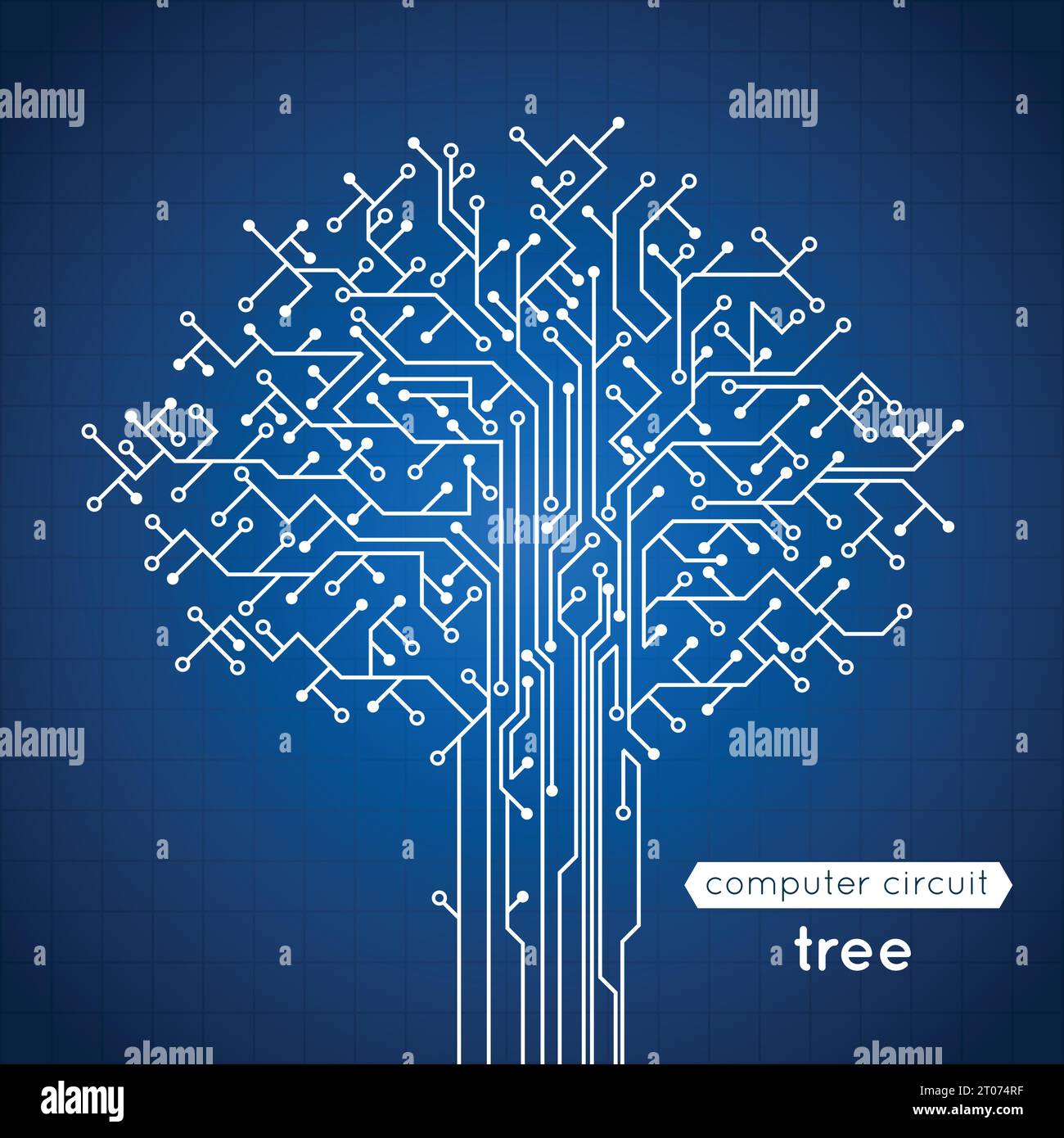 Computer circuit board tree creative electronics concept poster vector ...