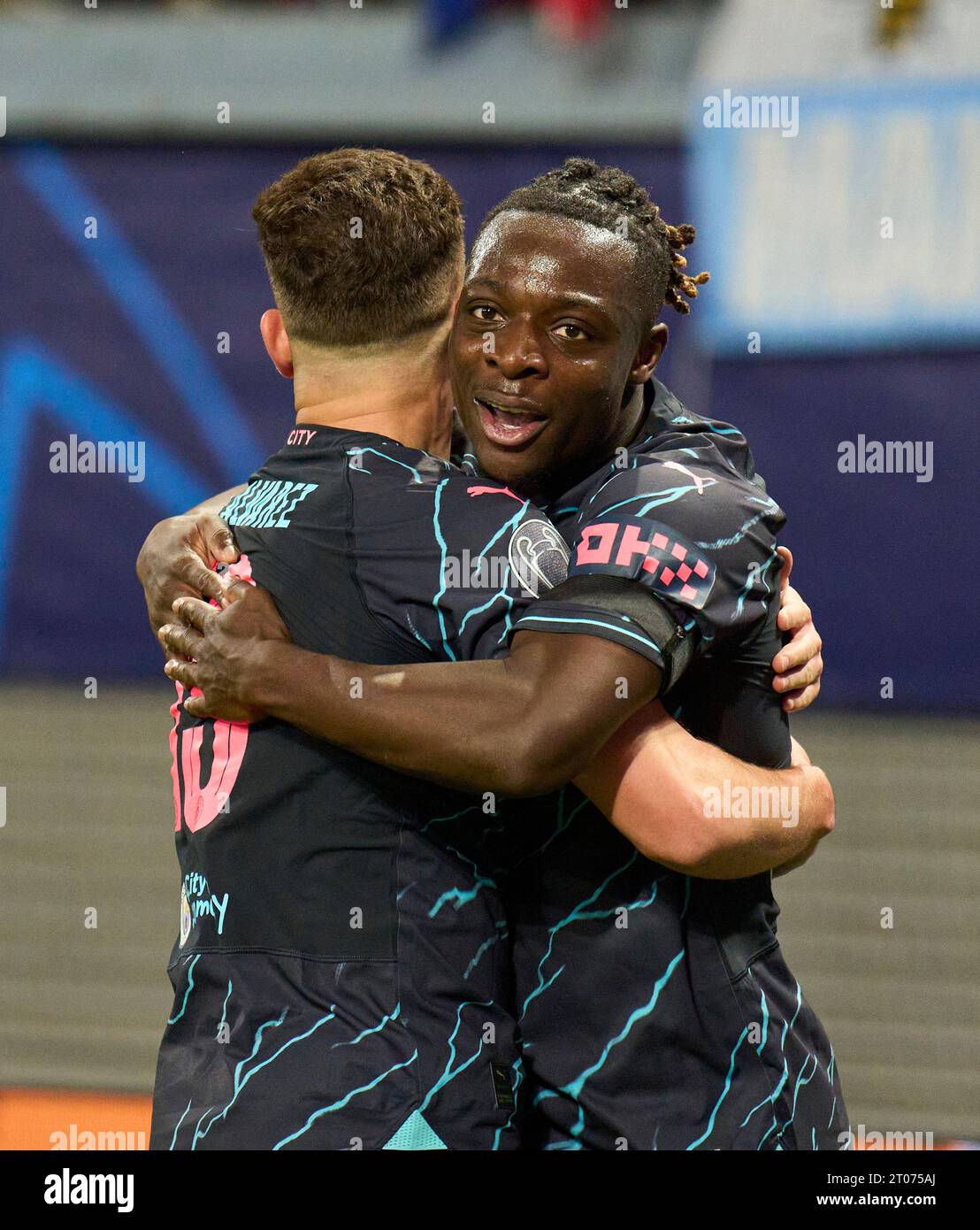 Jeremy Doku, MC 11 celebrates his goal, happy, laugh, celebration, 1-3 ...