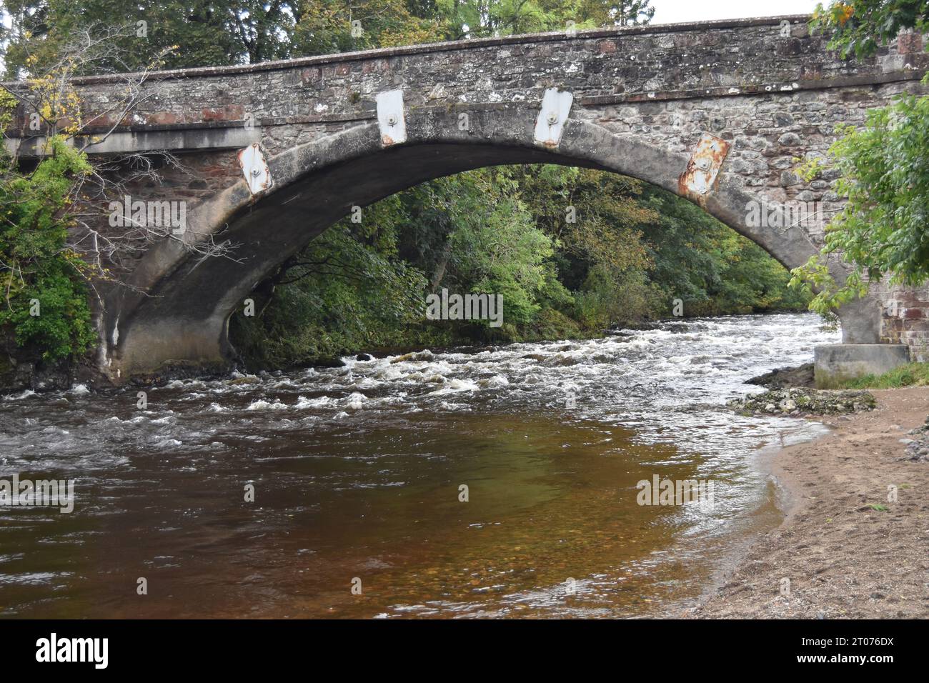 The River Isla flowing under the stone bridge at Kilry in Angus ...