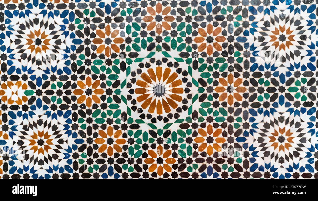 Traditional Morocco tiles with Islamic design, handcrafted colorful ...