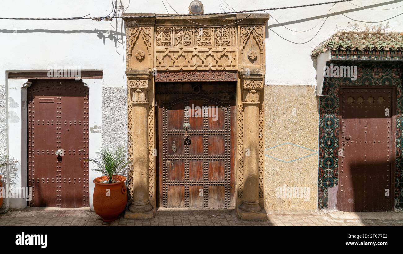 Traditional Moroccan door with Islamic design. Geometric shapes and ...
