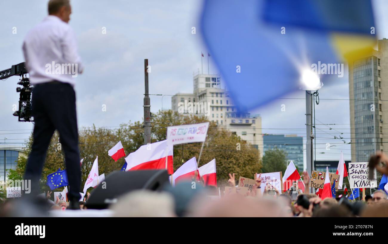 Warsaw, Poland. 1 October 2023. Donald Tusk during of in the biggest ...
