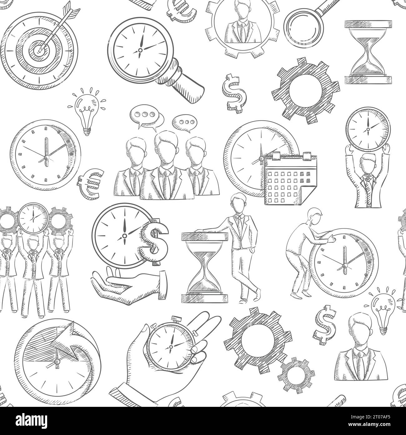 Time management seamless pattern with sketch planning strategy elements ...