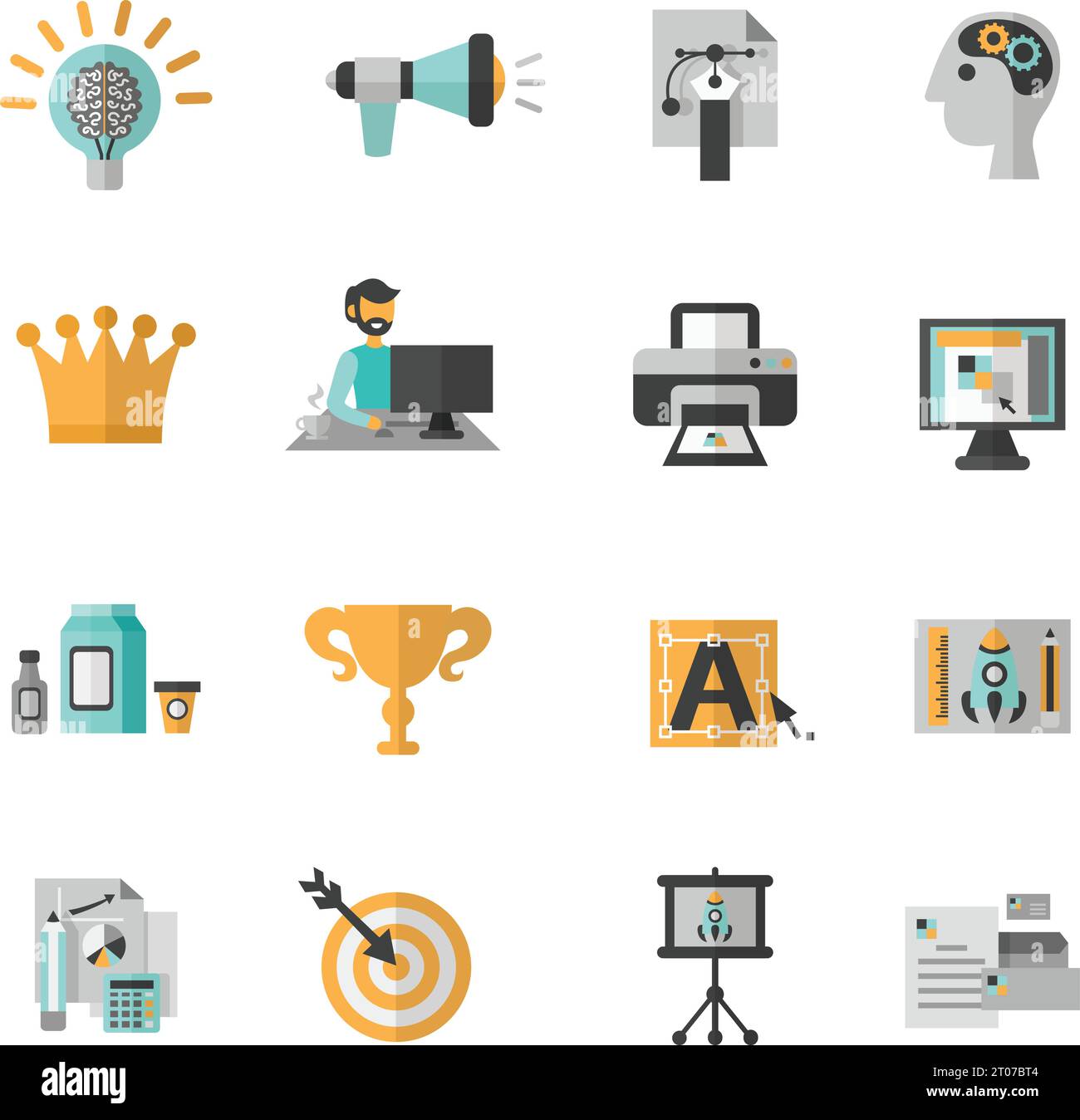 Branding creative business idea icon flat set isolated vector ...