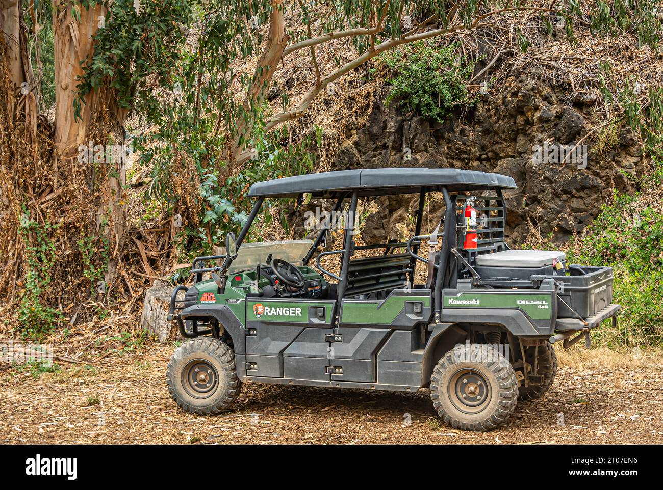 Santa Cruz Island, CA, USA - September 14, 2023: Ranger Kawasaki quad ...