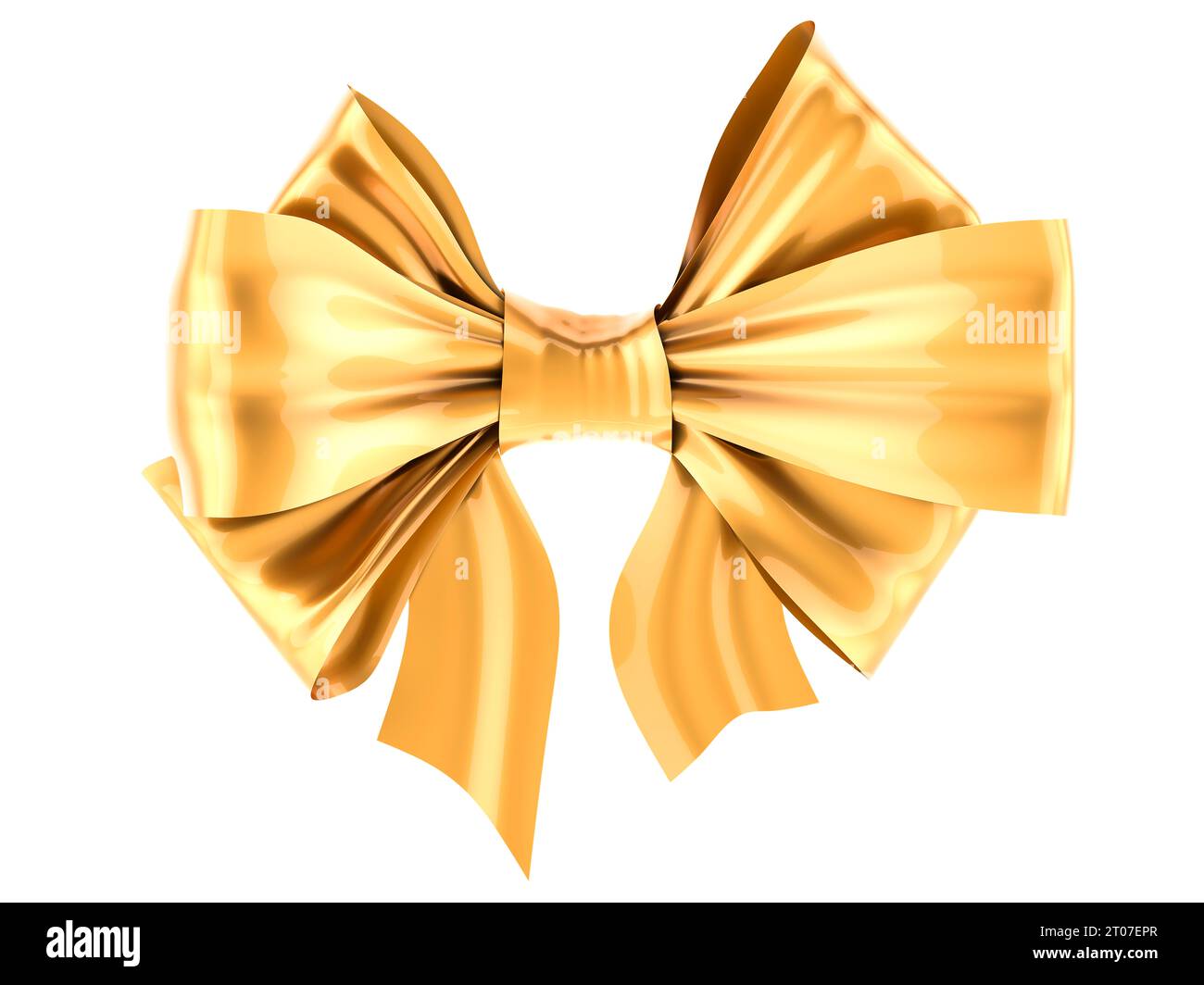Golden gift bow, front view. 3D rendering isolated on white background ...