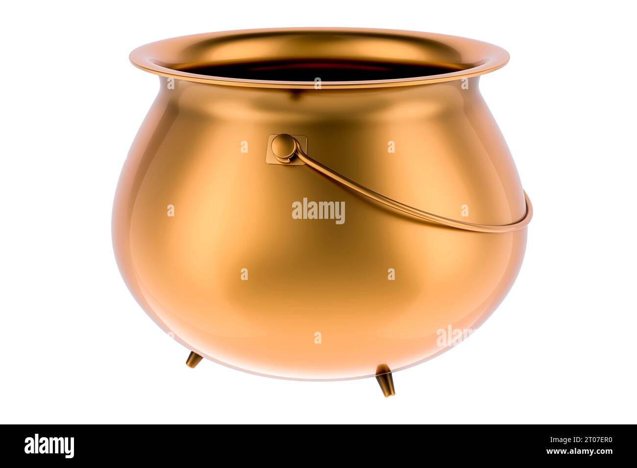 Empty Golden Pot, copper pot, bronze pot or brass. 3D rendering ...