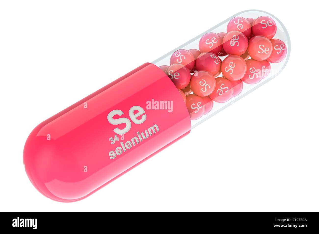 Vitamin capsule Se, selenium. 3D rendering isolated on white background ...