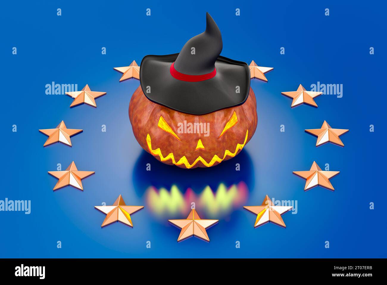 Halloween Pumpkin on the EU flag. Halloween in the European Union ...