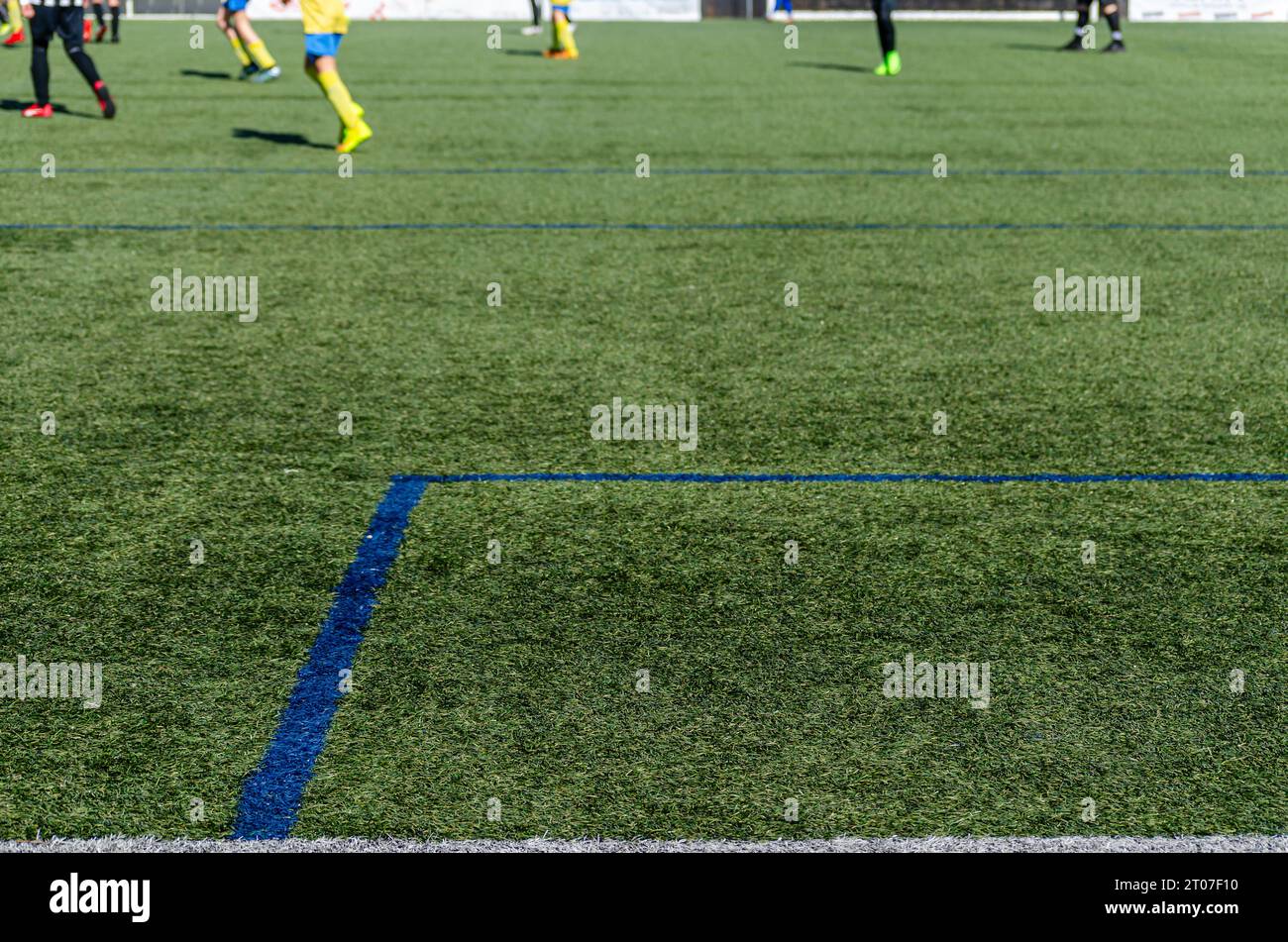 View of the surface of a soccer field during a match Stock Photo - Alamy