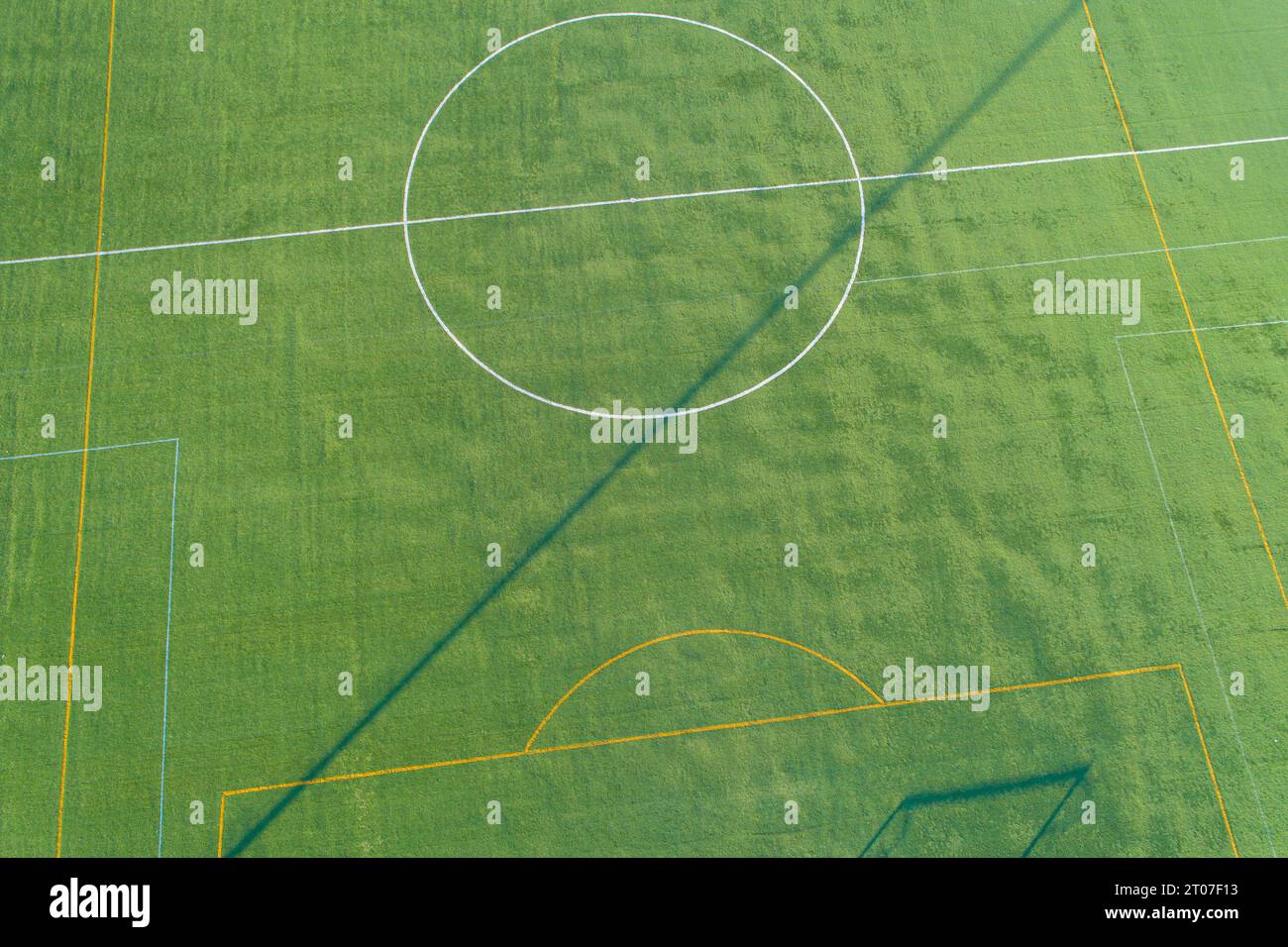 Aerial view with drone of a soccer field Stock Photo - Alamy