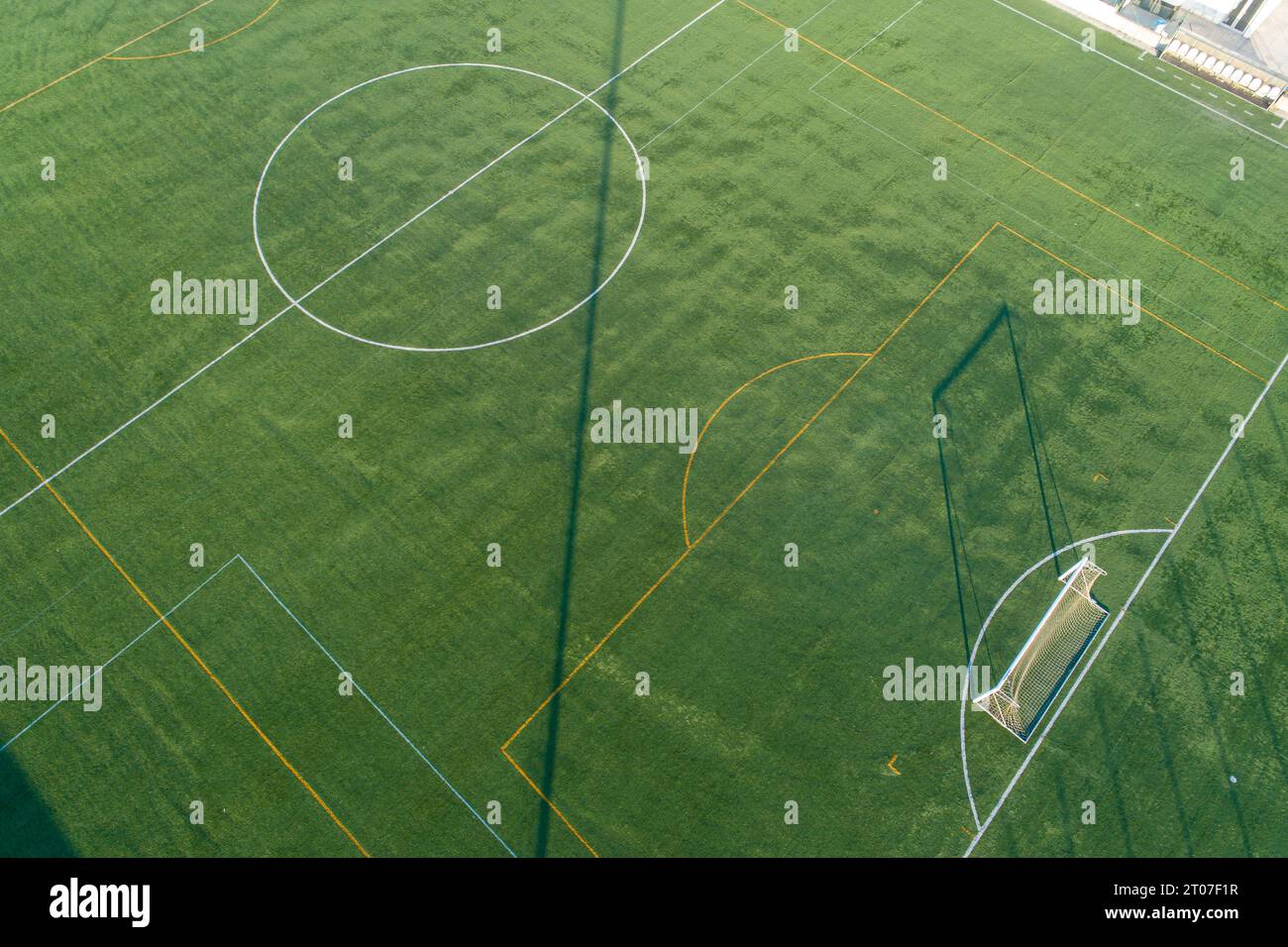 Aerial view with drone of a soccer pitch Stock Photo - Alamy