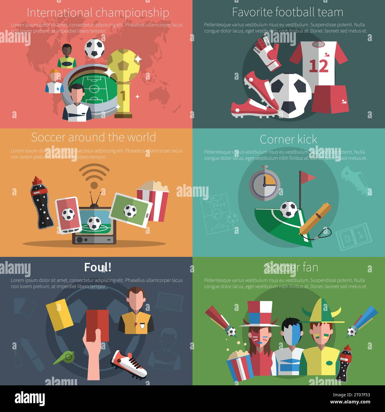 Soccer mini poster set with world championship football fan elements ...