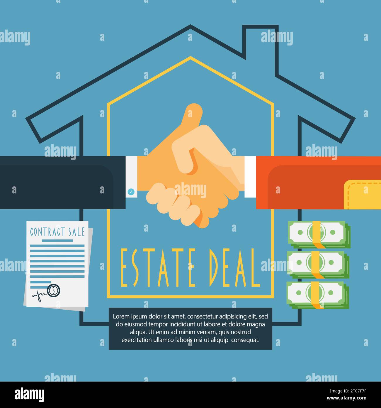 Long hands real estate deal achieving handshake concept pictogram with ...