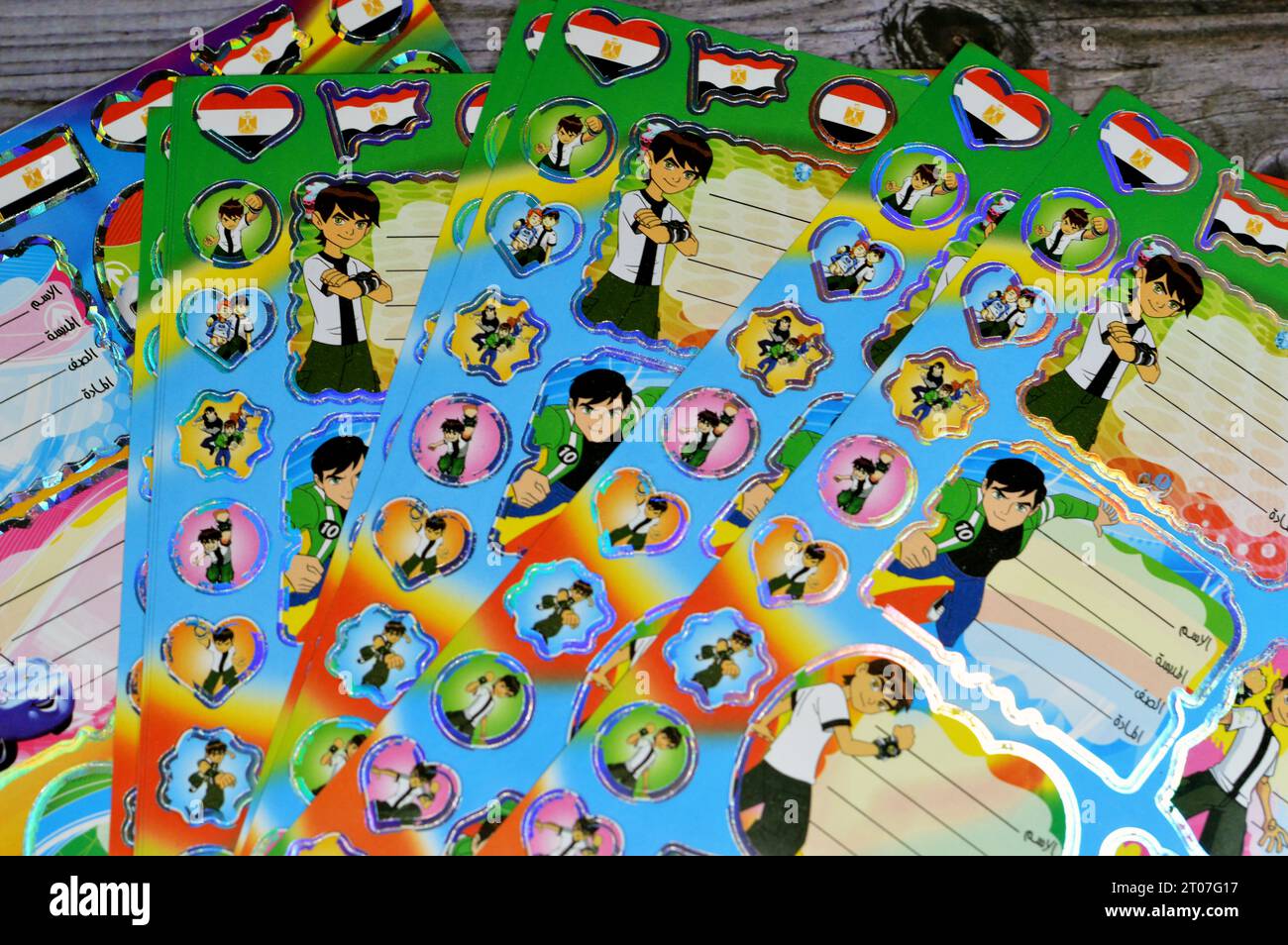 Cairo, Egypt, September 27 2023: Adhesive notebook stickers for kids ...