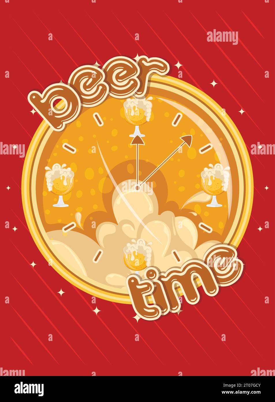 Beer time poster with a clock Vector Stock Vector Image & Art - Alamy