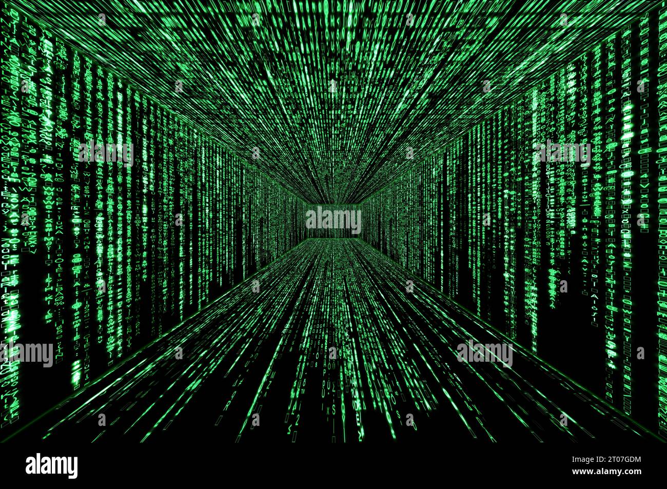 3D grid covered with matrix codes Stock Photo - Alamy