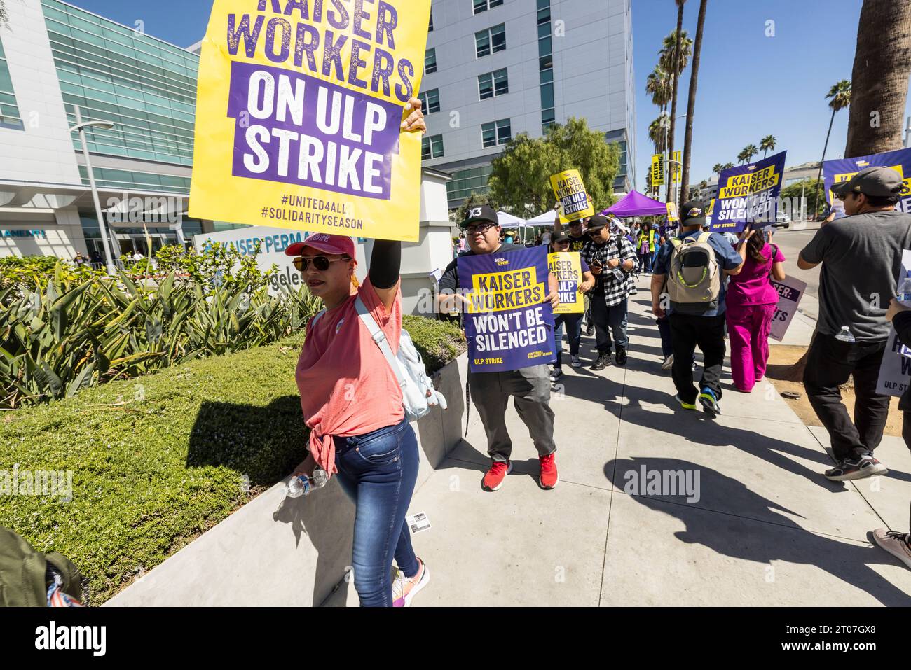 Los Angeles, USA. 04th Oct, 2023. 75000 unionized SEIU-UHW workers went ...