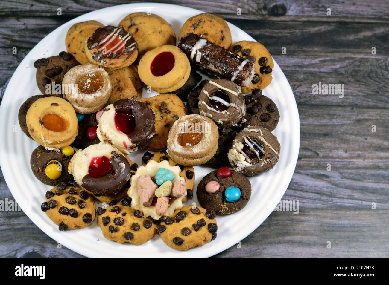 Background of Assorted French sable cookies, Buttery, crumbly, decadent ...