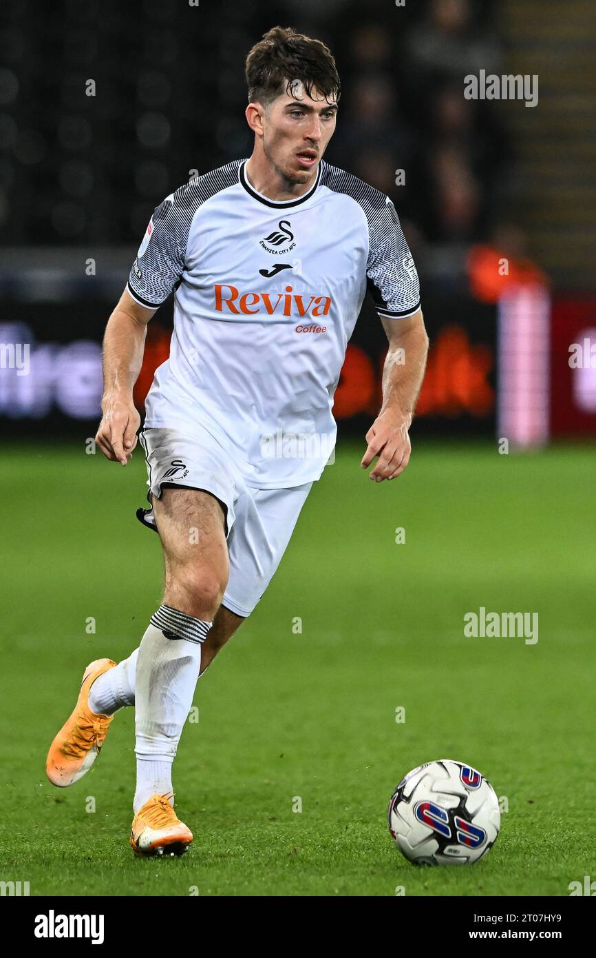 Josh Key #2 of Swansea City makes a break with the ball during the Sky ...