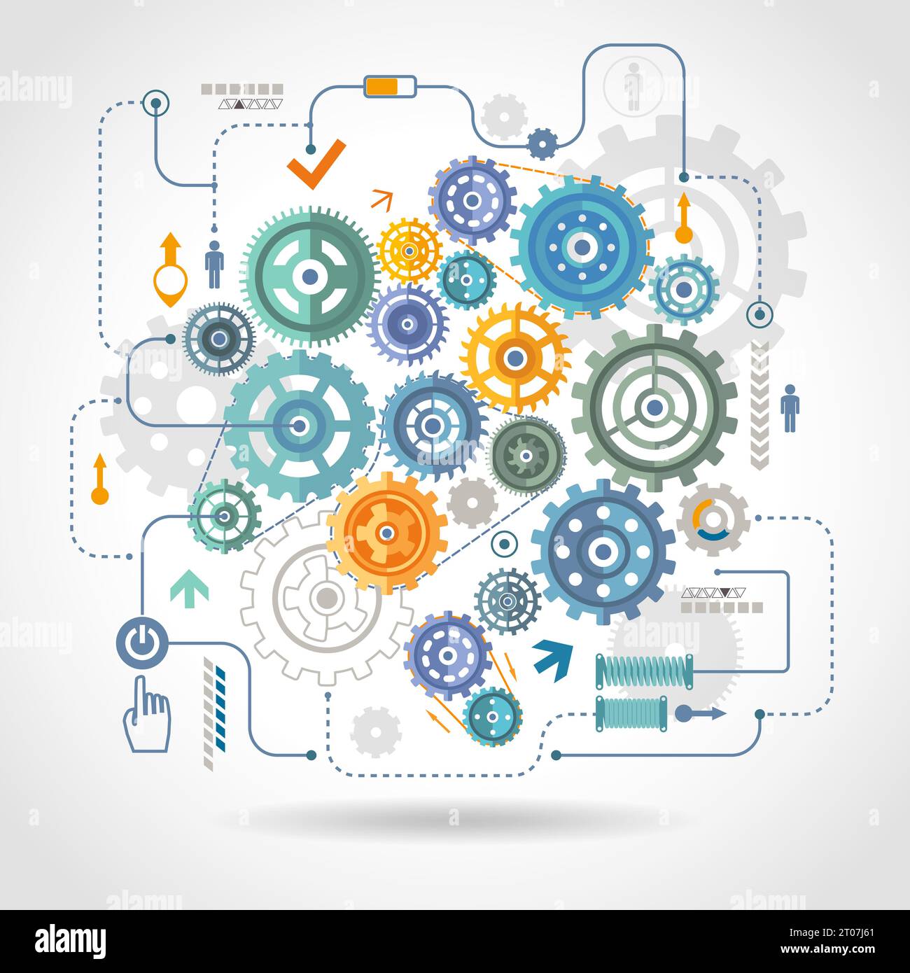 Cogwheels gear mechanical mechanism detail rotation work schema with ...